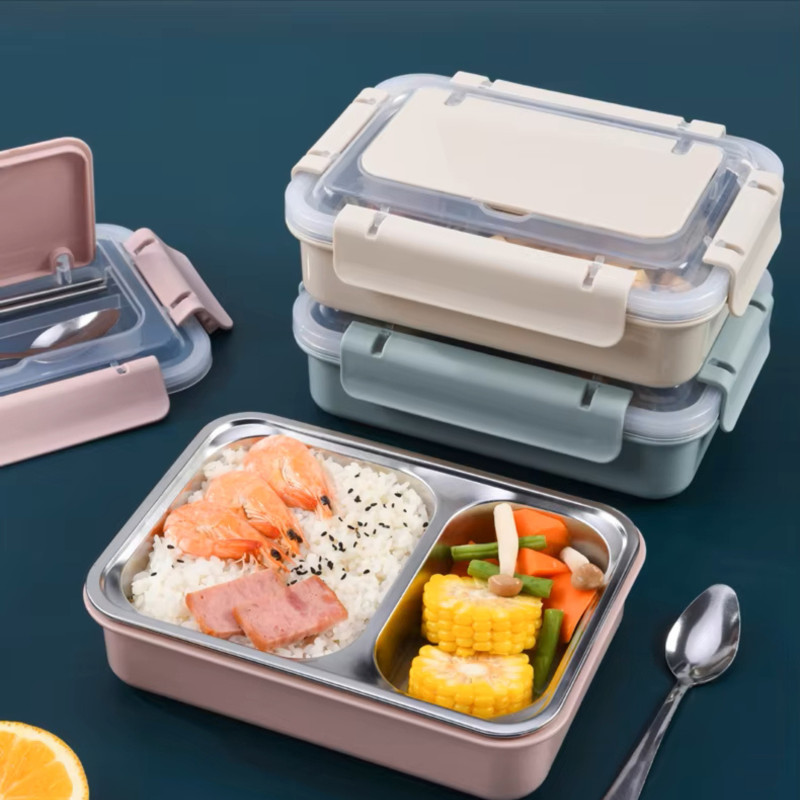 Portable Stainless Steel Double-Layer Lunch Box – Food-Grade Container ...