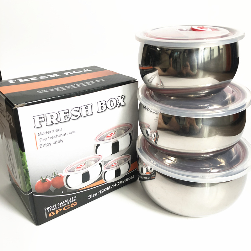 Stainless Steel Food Container with Airtight Plastic Lid – 3 Sizes ...